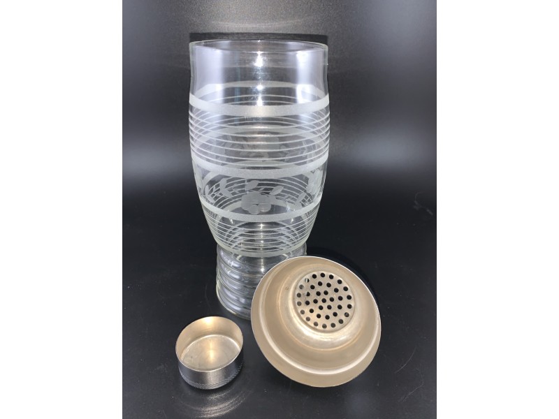 Imperial Glass Vintage Etched Pattern Cocktail Shaker